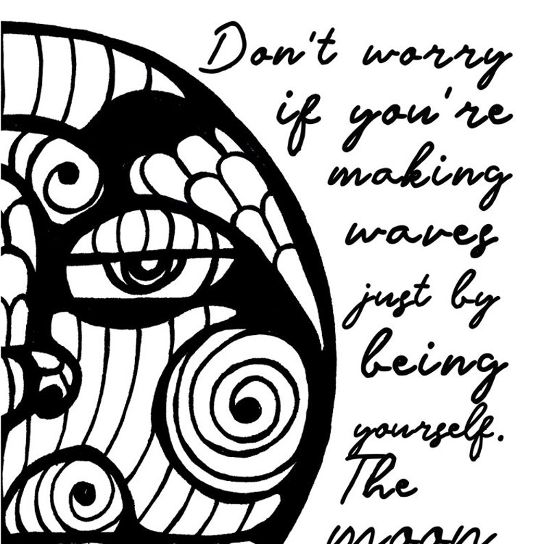 Tide Moon Quote Zentangle Coloring Page PDF DOWNLOAD - Etsy UK