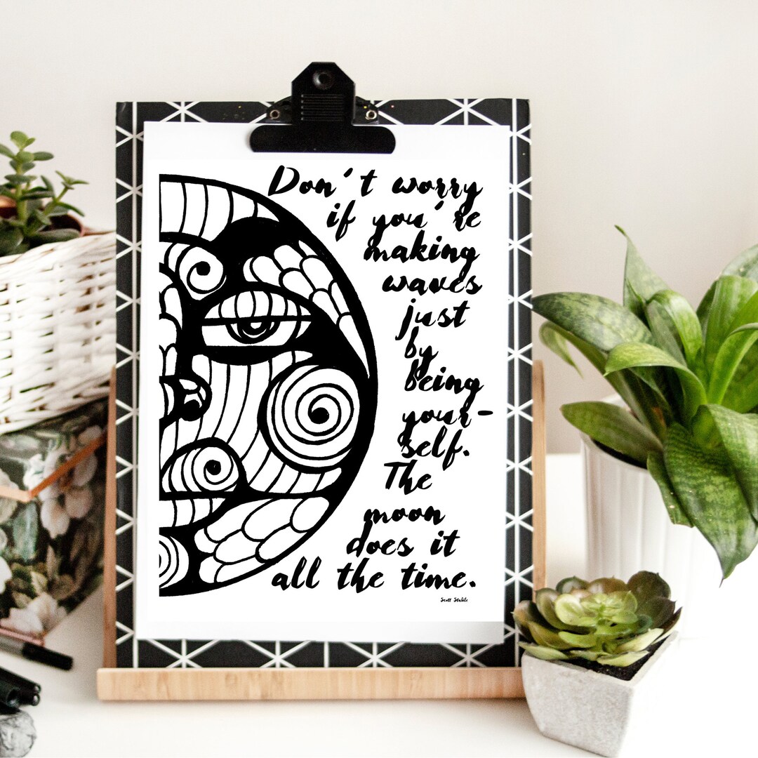 Tide Moon Quote Zentangle Coloring Page - PDF DOWNLOAD - Etsy