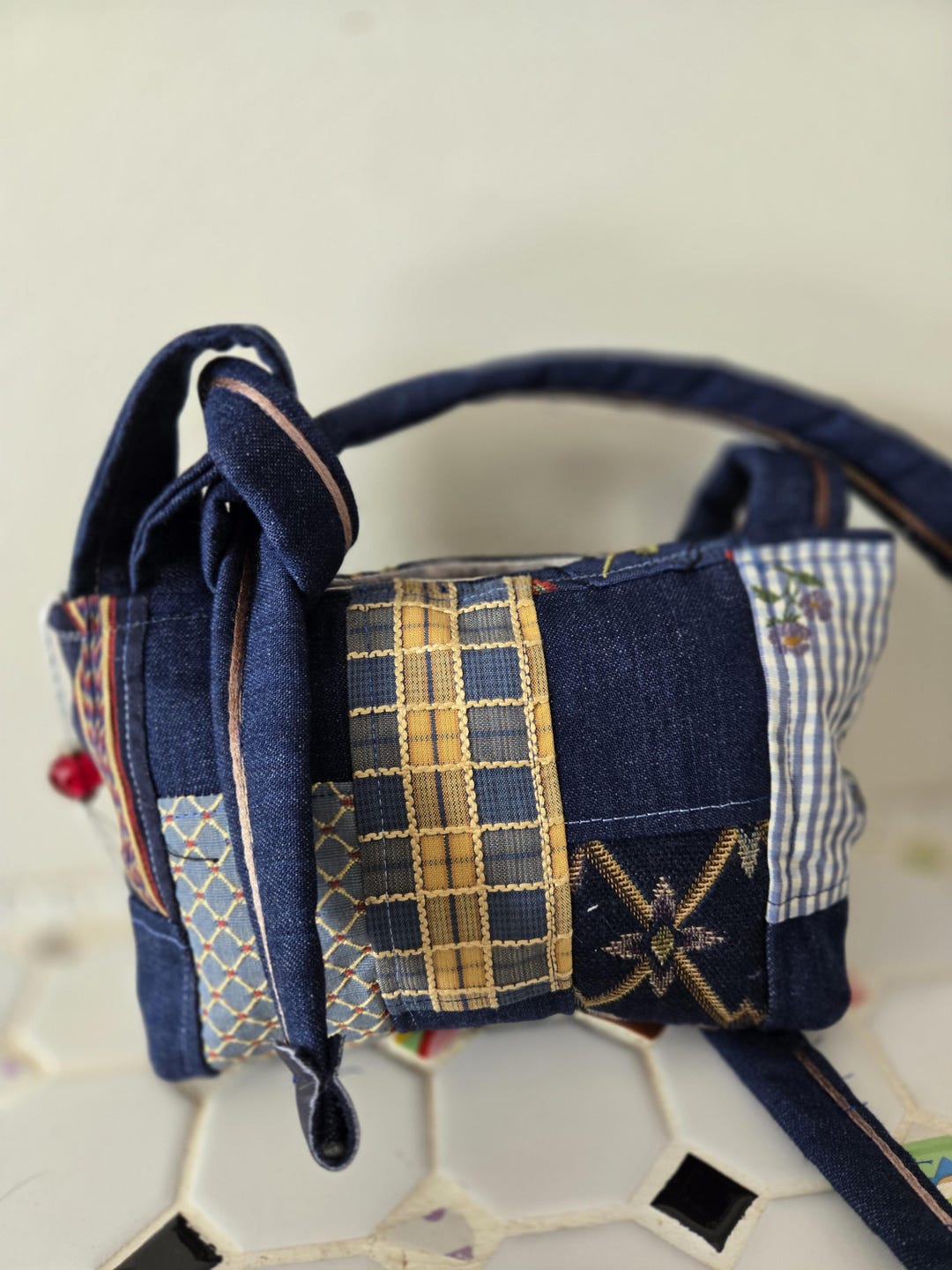 Denim Patchwork Crossbody Bag - Etsy