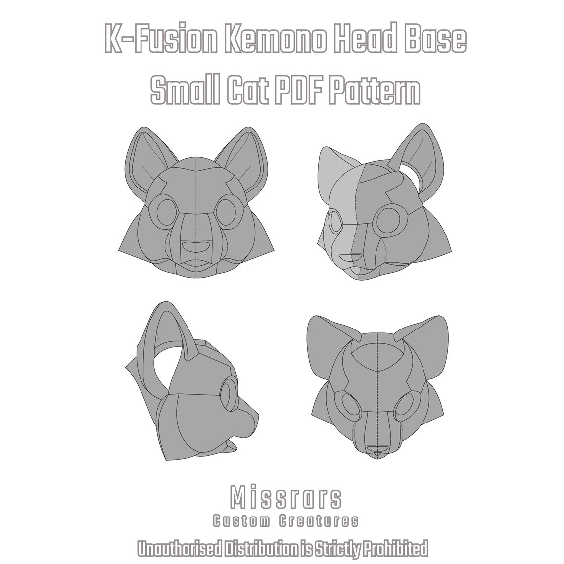 PDF PATTERN Small Cat DEX Kemono 'k-fusion' Fursuit Head Base - Digital ...