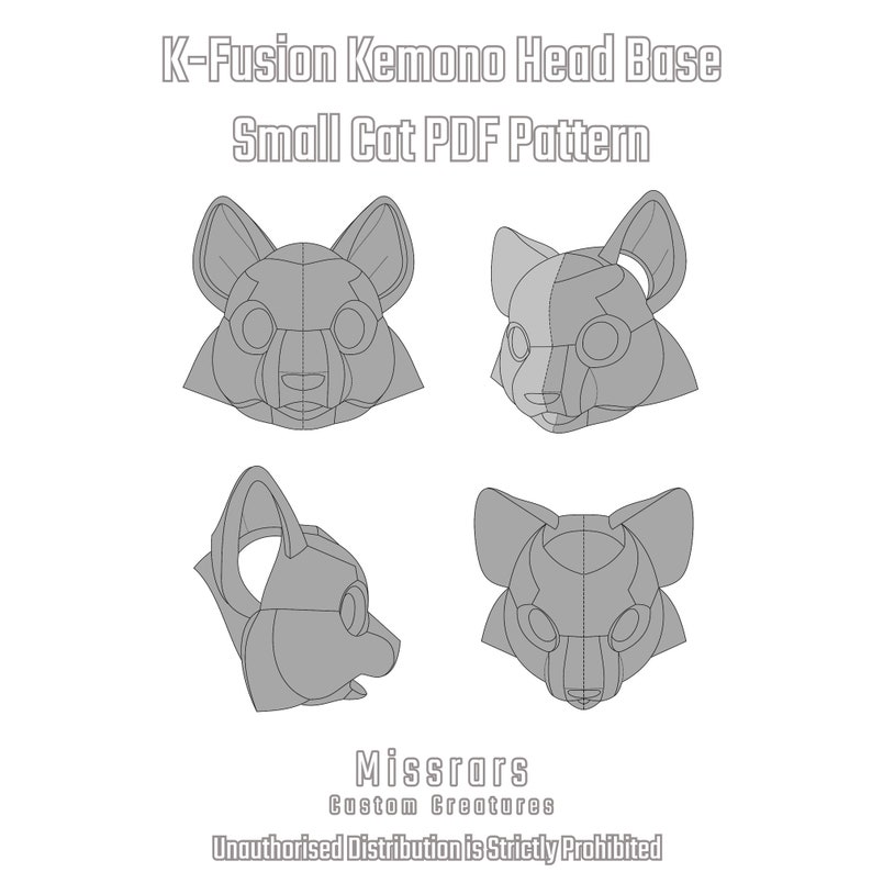 PDF PATTERN Small Cat DEX Kemono 'k-fusion' Fursuit Head Base - Digital ...