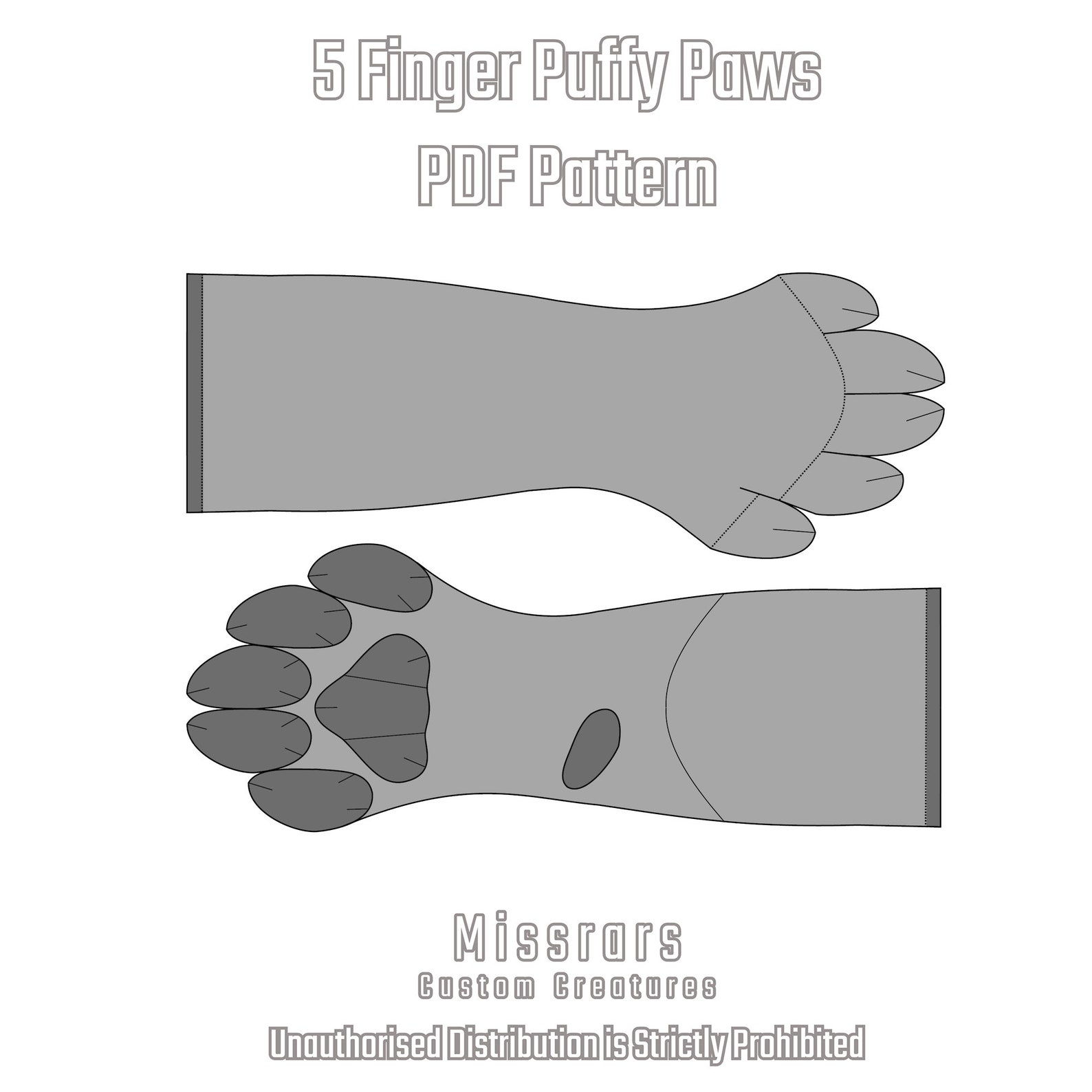 PDF PATTERN 5 Finger Puffy Fursuit Paws Digital Download - Etsy Hong Kong