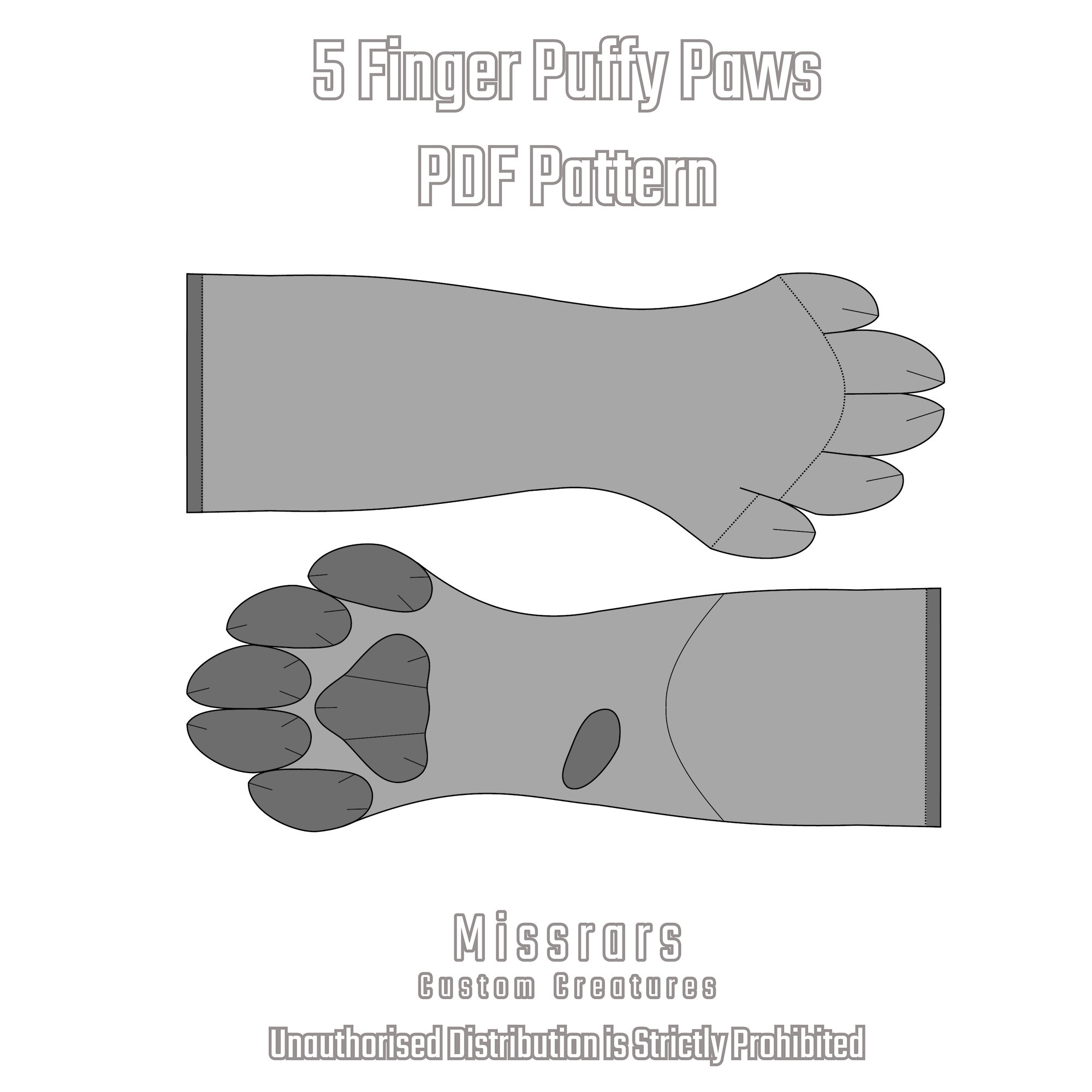 PDF PATTERN 5 Finger Puffy Fursuit Paws Digital Download - Etsy Australia