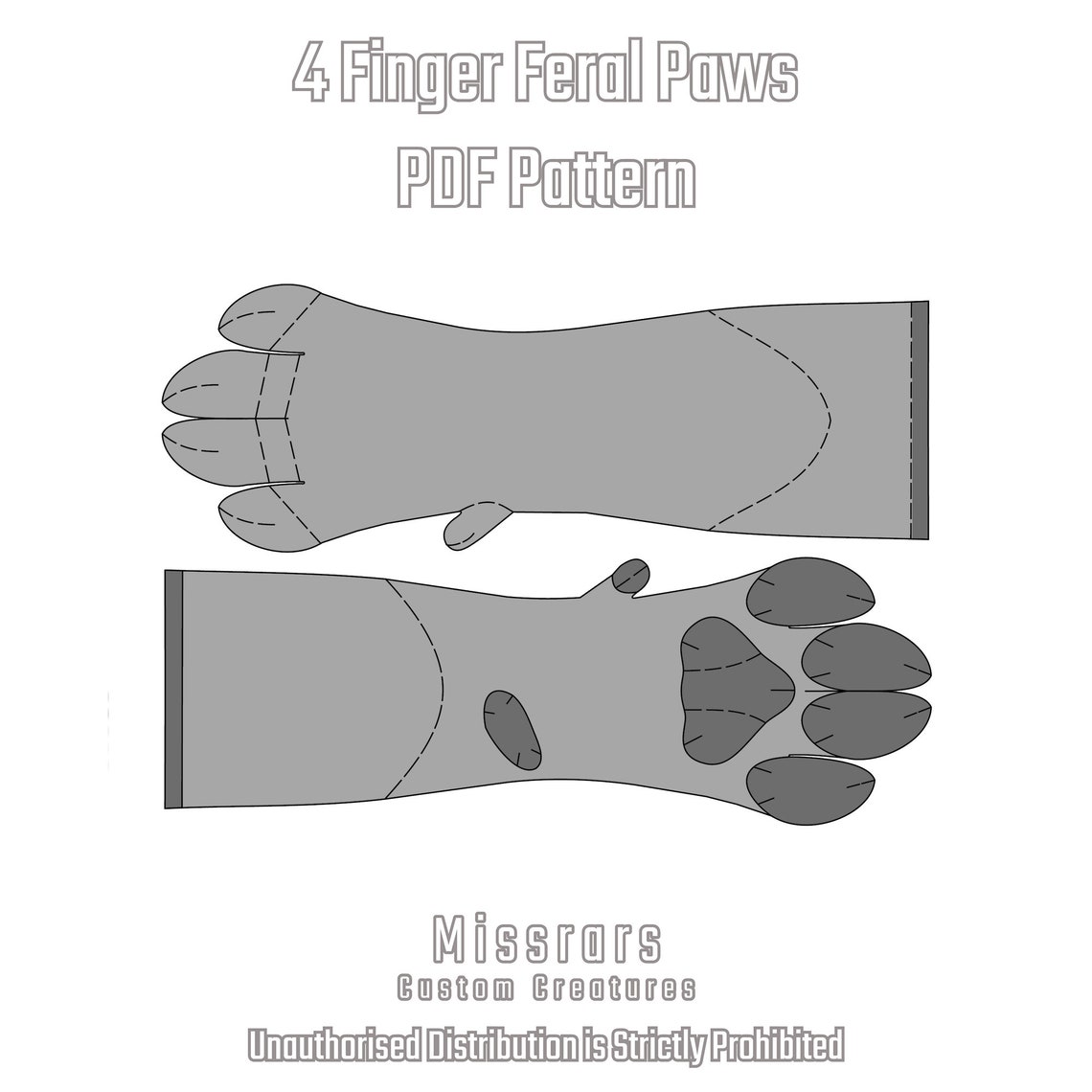 PDF PATTERN 4 Finger Feral Puffy Fursuit Paws Digital - Etsy