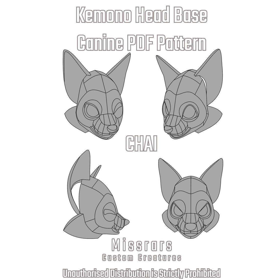 PDF PATTERN Canine Kemono 'CHAI' Fursuit Head Base - Etsy