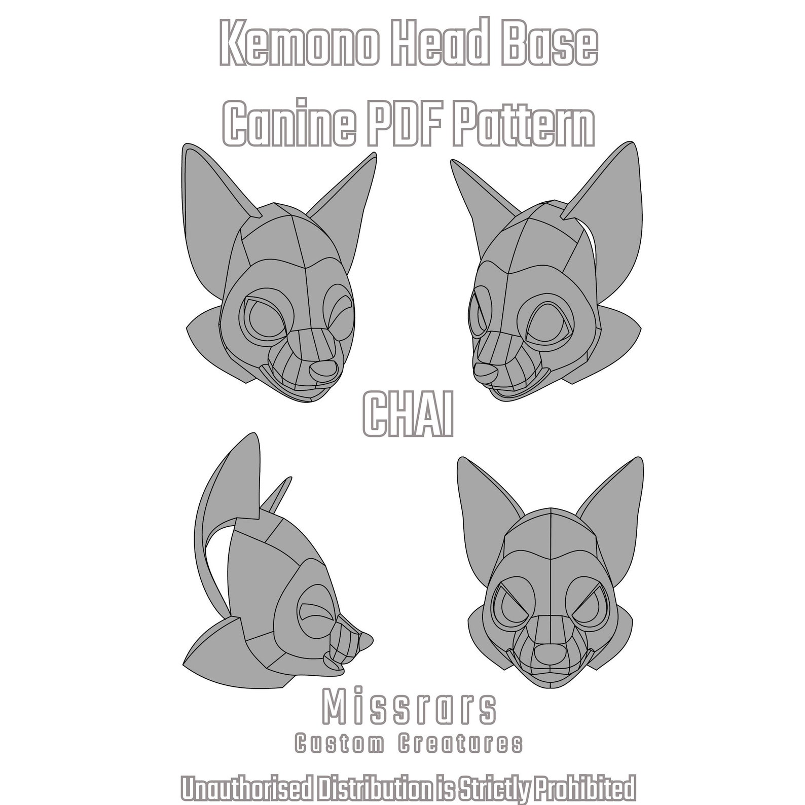 PDF PATTERN Canine Kemono 'CHAI' Fursuit Head Base - Etsy