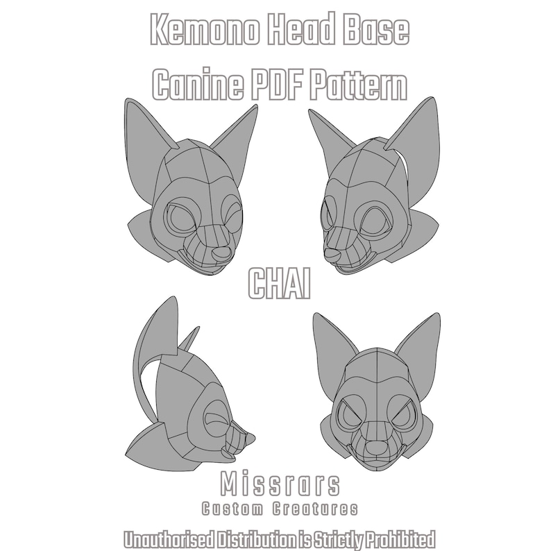 PDF PATTERN Canine Kemono 'CHAI' Fursuit Head Base - Etsy Australia