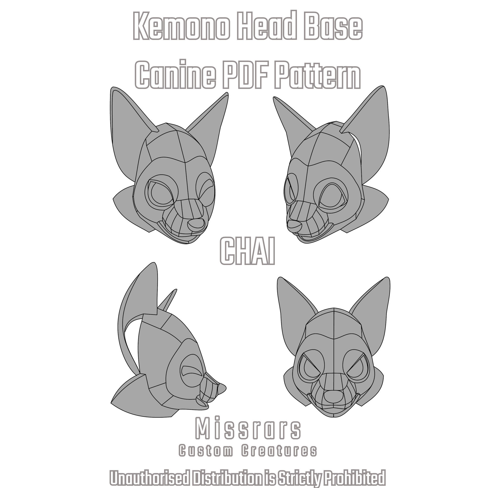 PDF PATTERN Canine Kemono 'CHAI' Fursuit Head Base - Etsy Australia