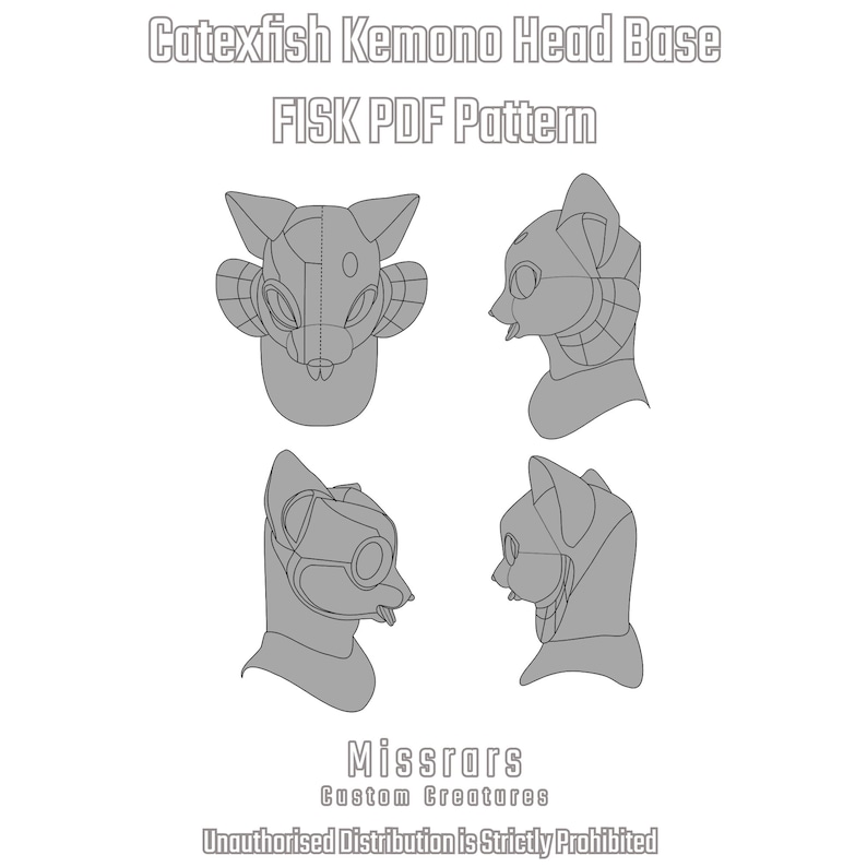 PDF PATTERN Official Catexfish FISK Kemono Fursuit Head Base - Etsy