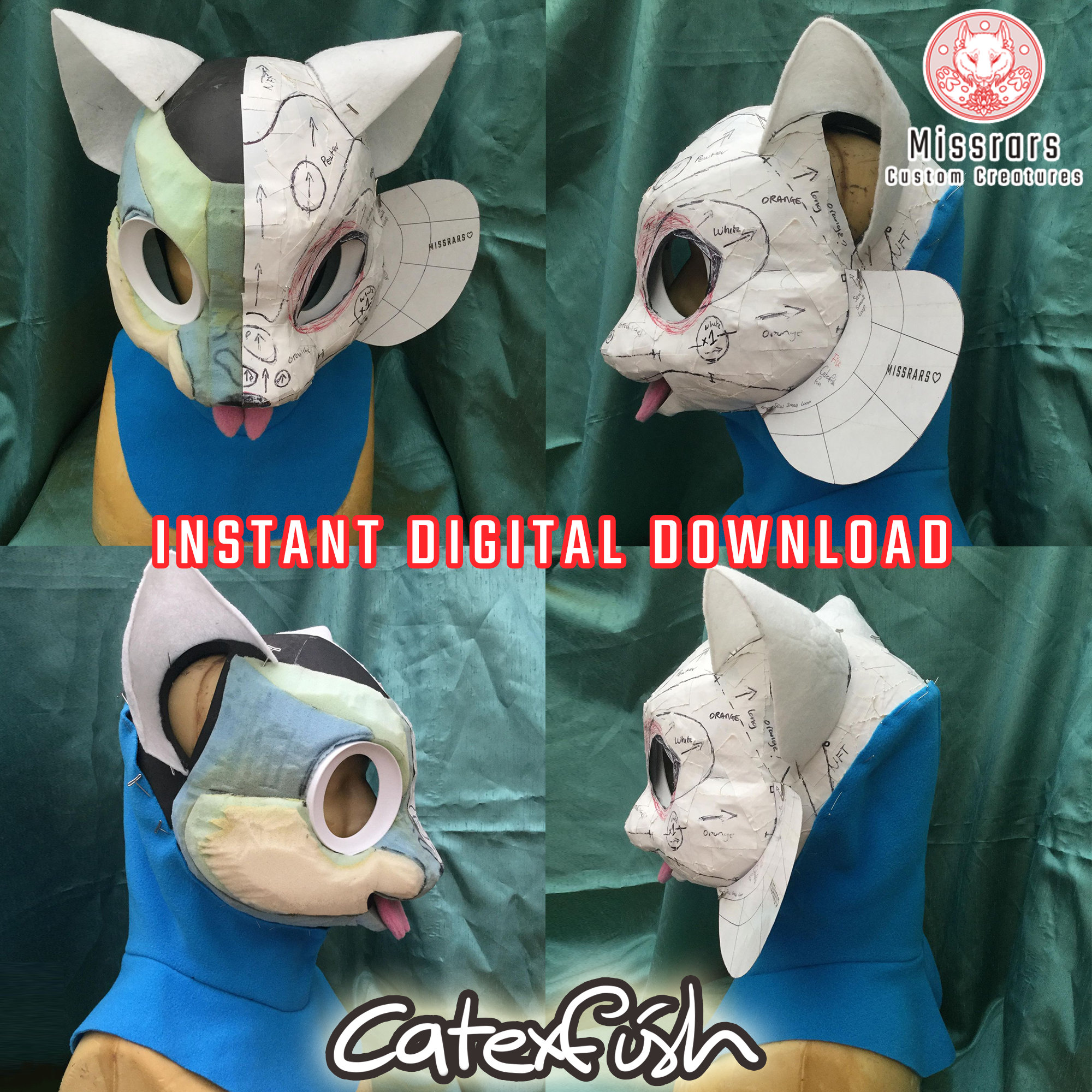 PDF PATTERN Official Catexfish FISK Kemono Fursuit Head Base - Etsy
