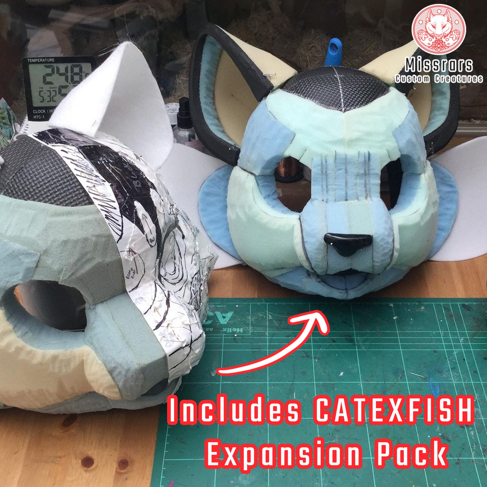 PDF PATTERN Small Cat DEX Kemono 'k-fusion' Fursuit Head Base - Digital ...