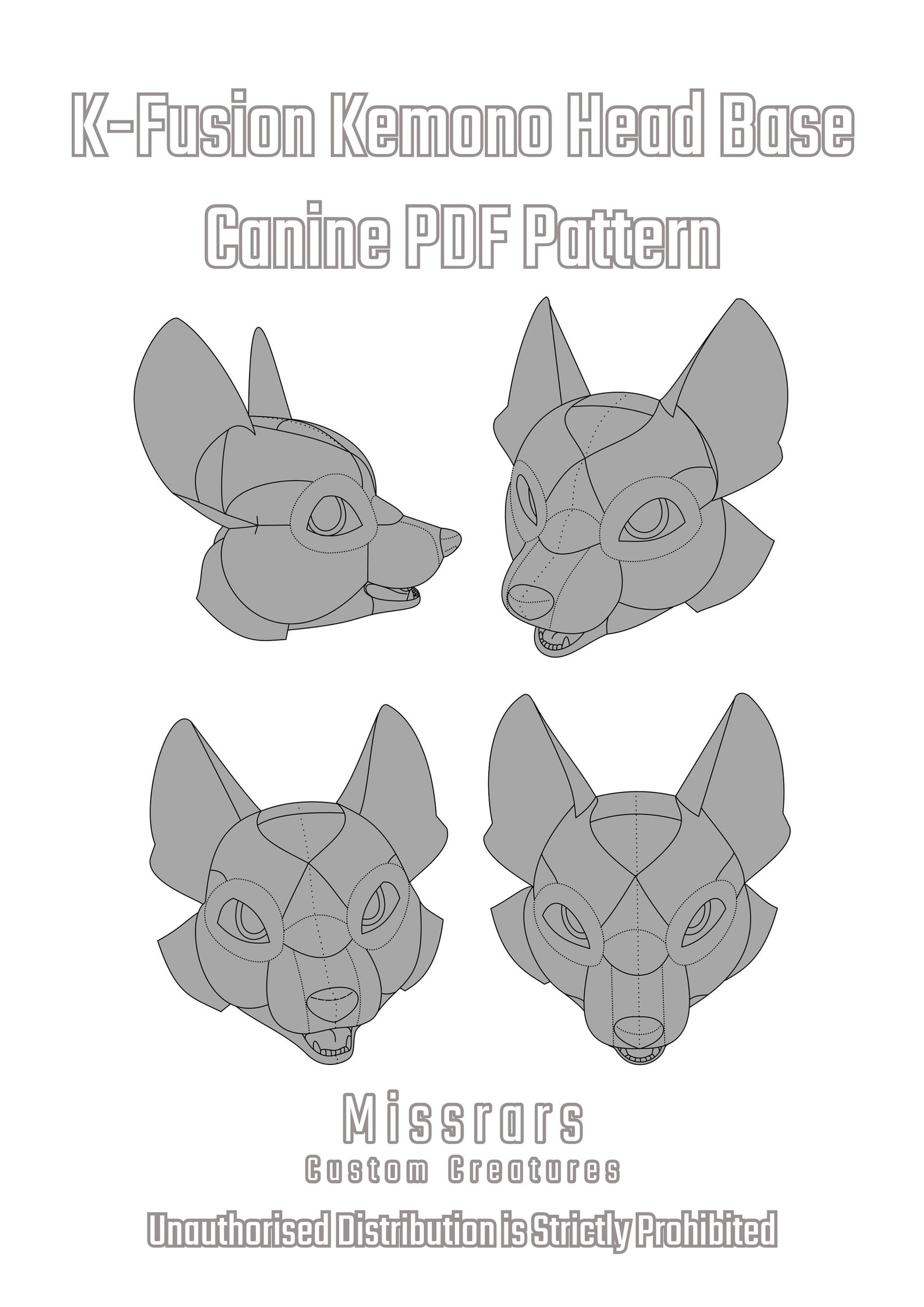 PDF PATTERN Canine Kemono 'k-fusion' Fursuit Head Base - Etsy