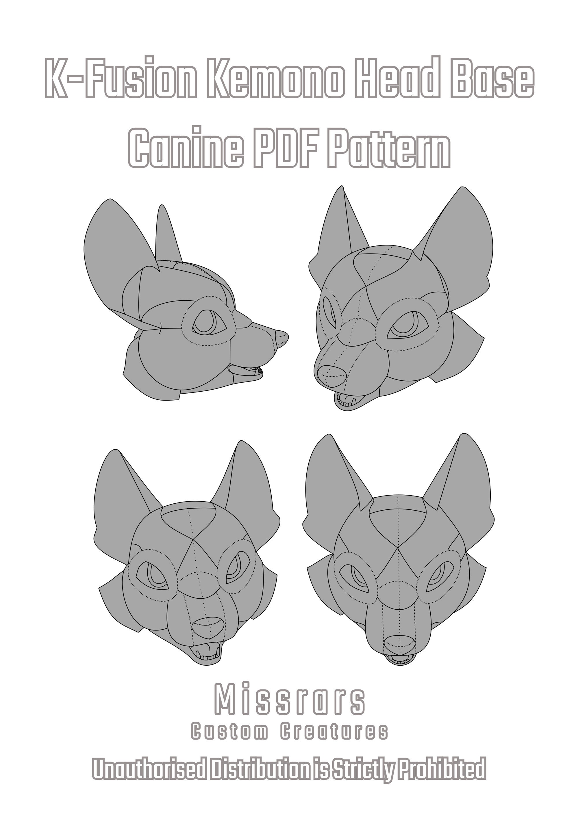 PDF PATTERN Canine Kemono 'k-fusion' Fursuit Head Base - Etsy