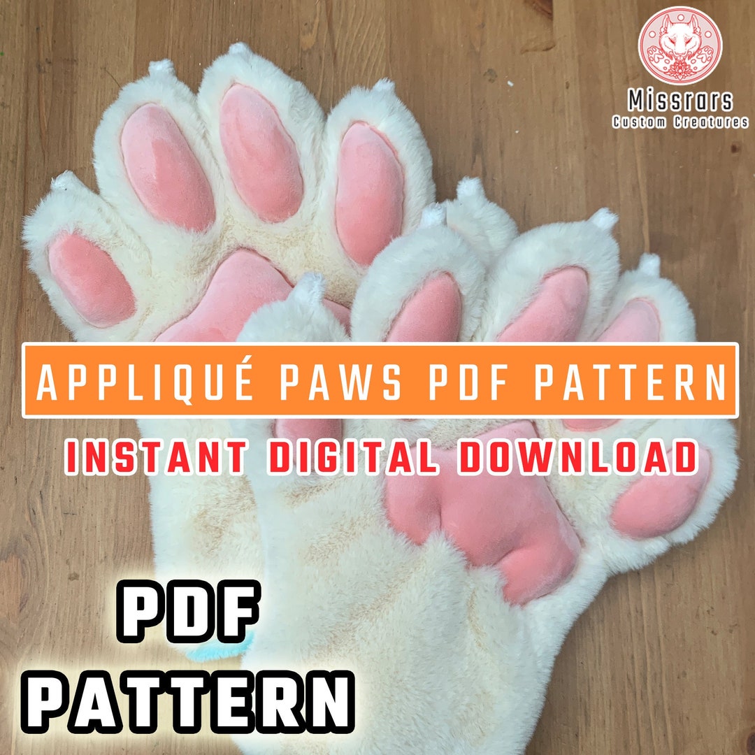 PDF PATTERN - Simple Applique Fursuit Paws - Digital Download - Pattern ...