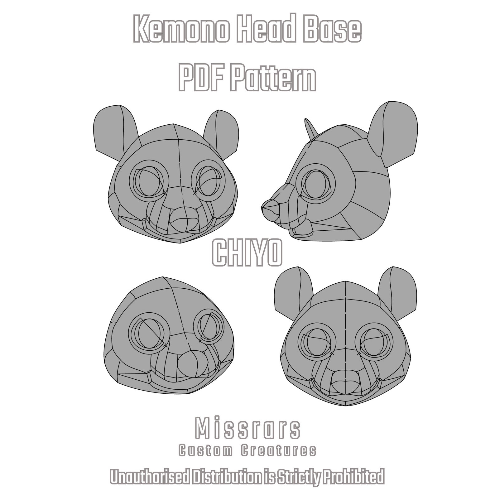 PDF PATTERN Generic Kemono 'CHIYO' Fursuit Head Base - Etsy