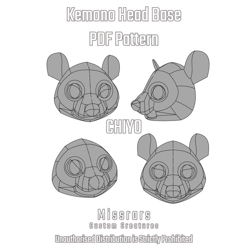 PDF PATTERN Generic Kemono 'CHIYO' Fursuit Head Base - Etsy México