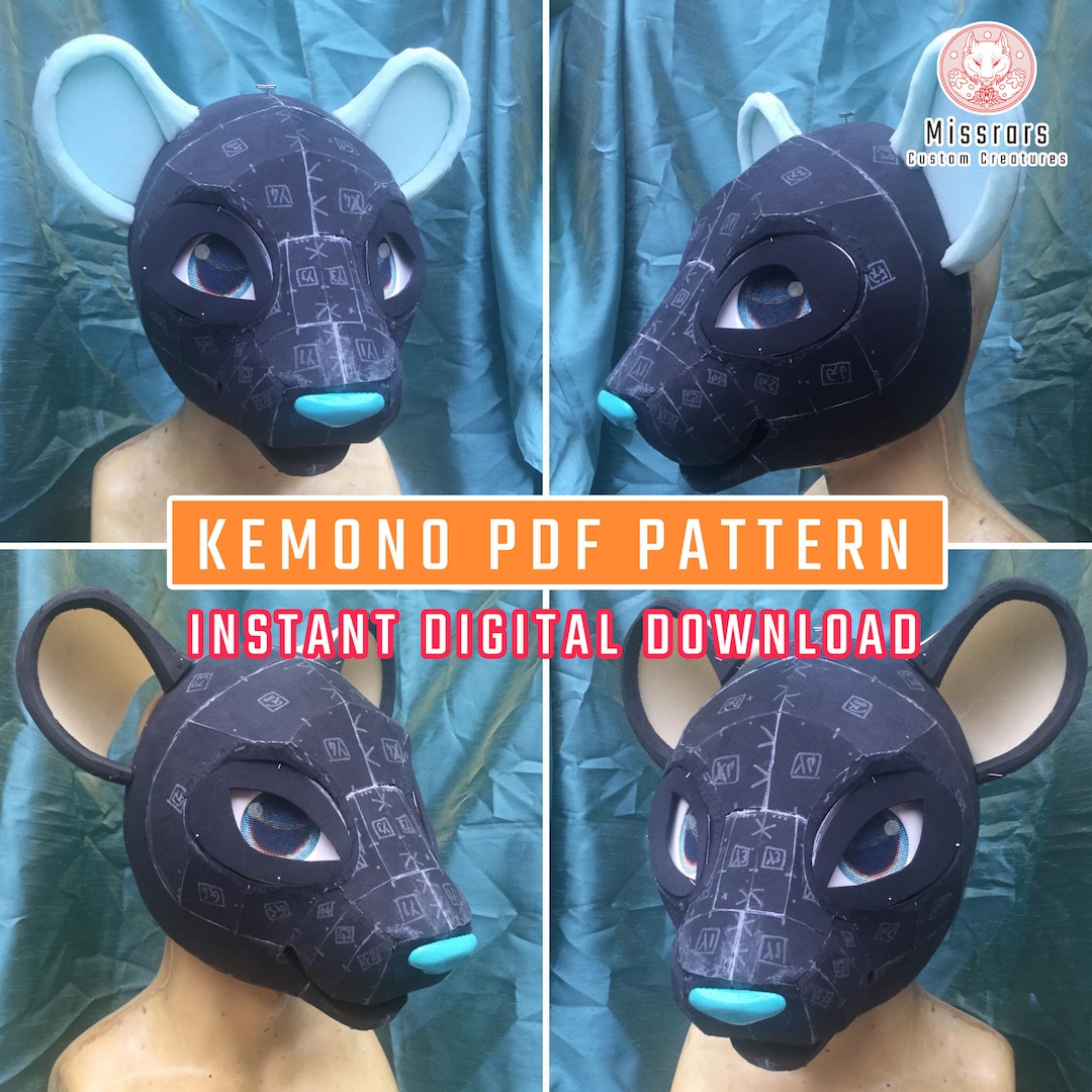 PDF PATTERN Big Cat 'NERO' Kemono 'k-fusion' Fursuit Head Base ...