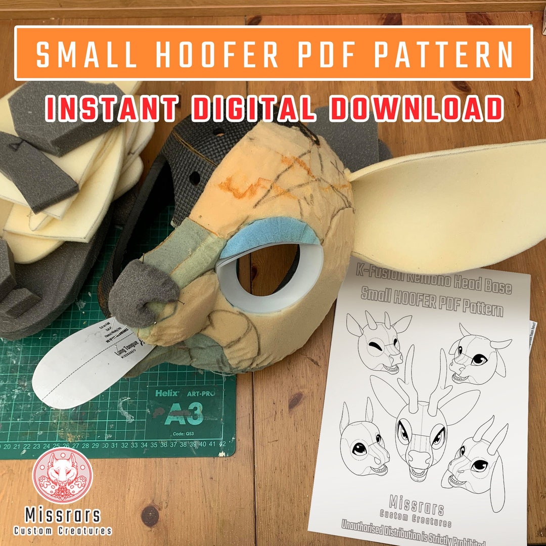 PDF PATTERN Small Ungulate HOOFER Kemono 'k-fusion' Fursuit Head Base ...