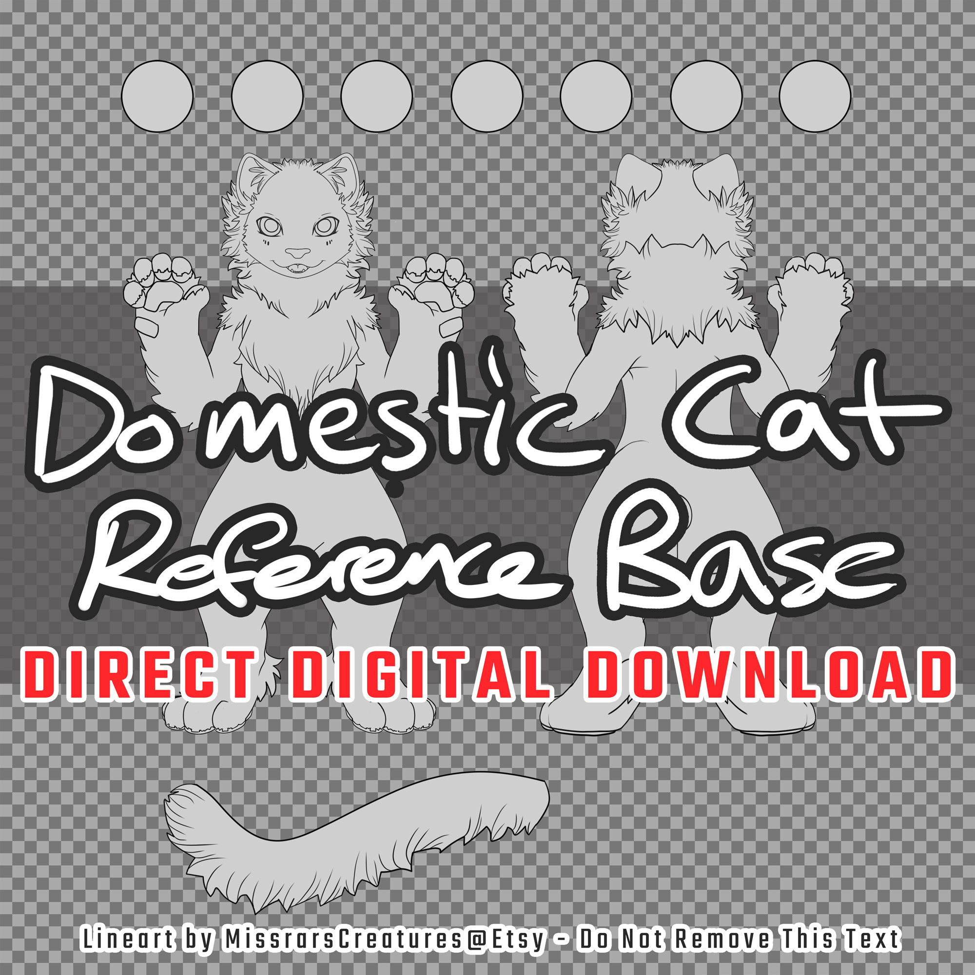 LINEART Kemono Domestic Cat Reference Base - Fursuit Maker Friendly ...