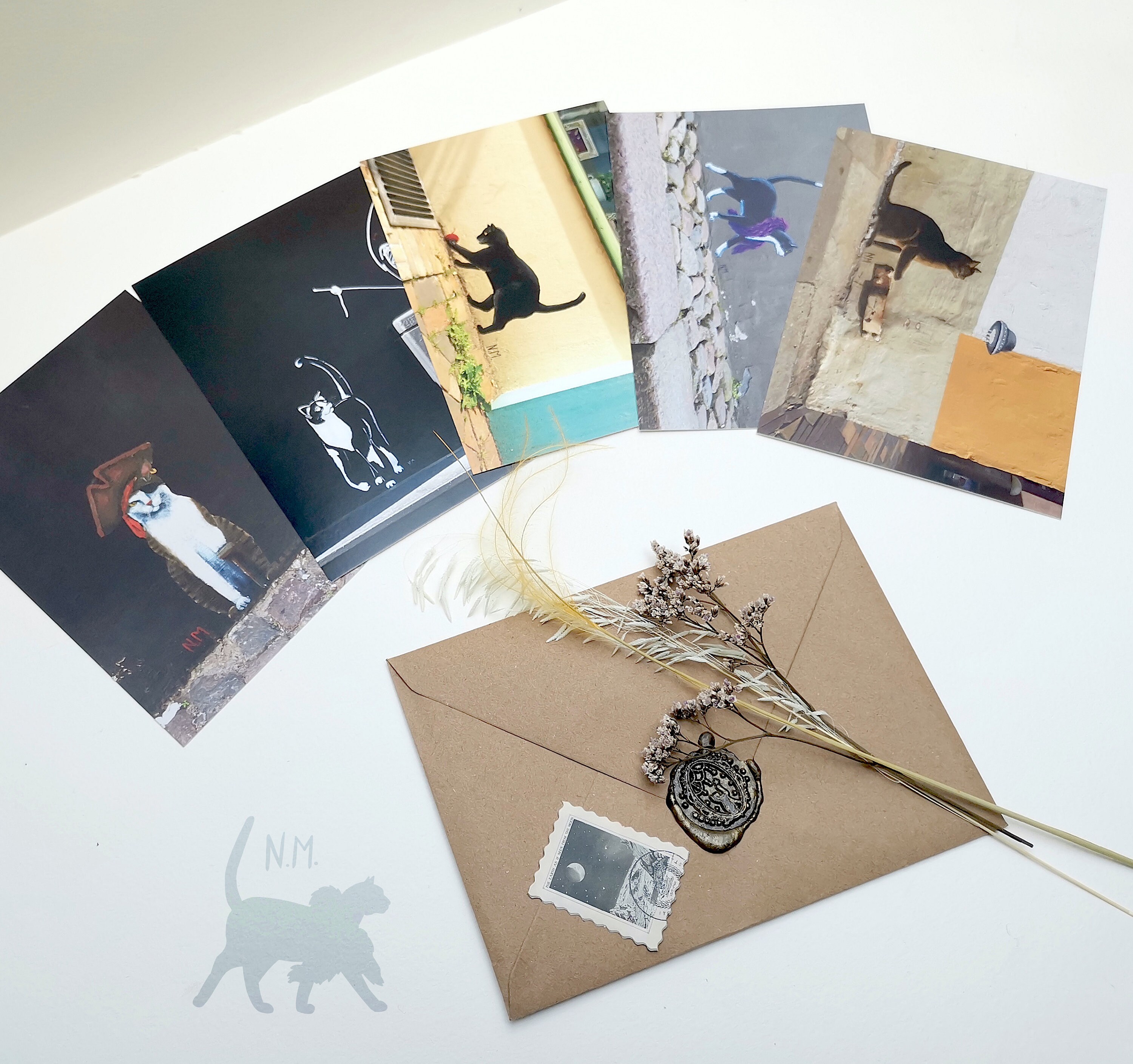 Postal Cats Set Street Art Cats Flensburg 5 Motifs / Format DIN A6 ...