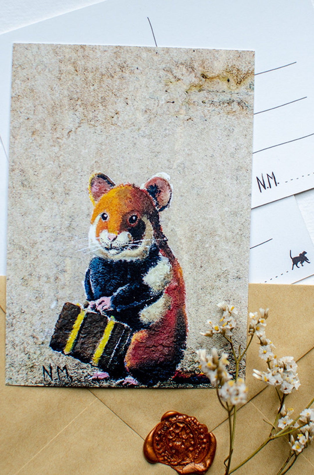 Postcard Streetart Hamster / Feldhamster / by Street Artist N.M. / DIN ...