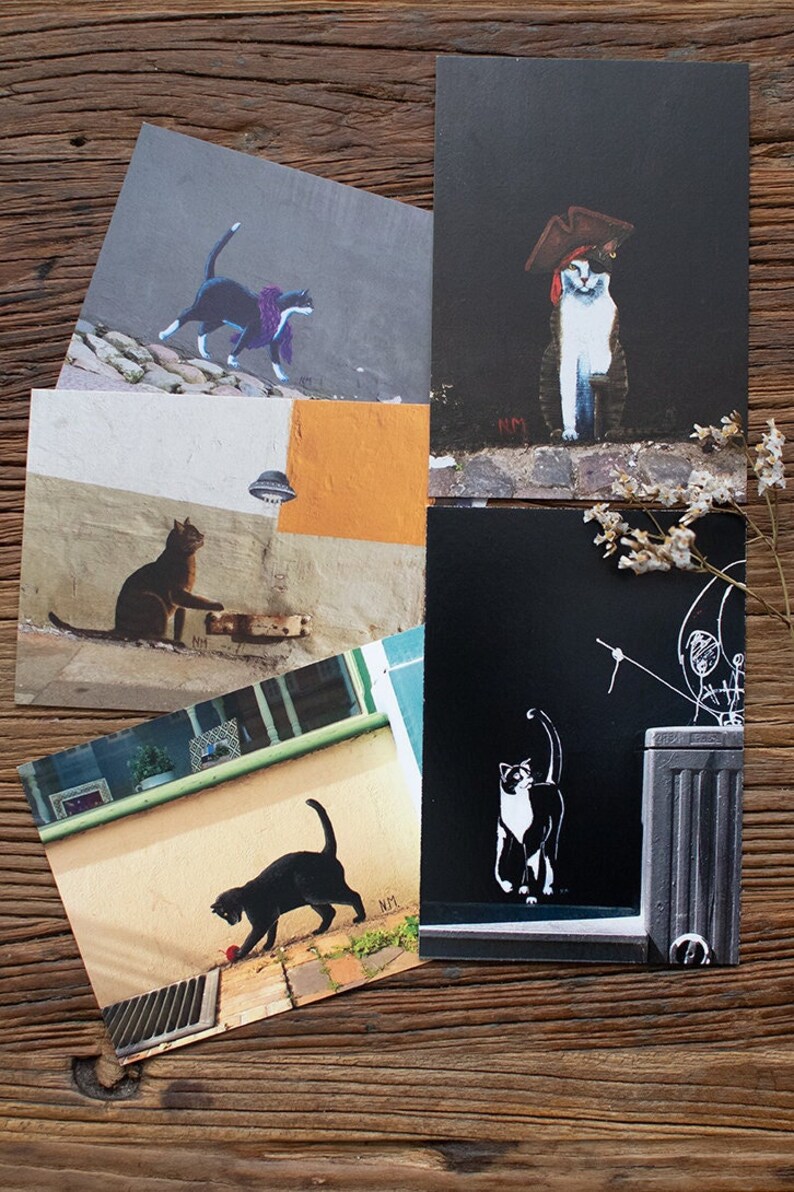 Post Cat Set - Street Art Cats Flensburg - 5 Motifs / Format DIN A6 ...
