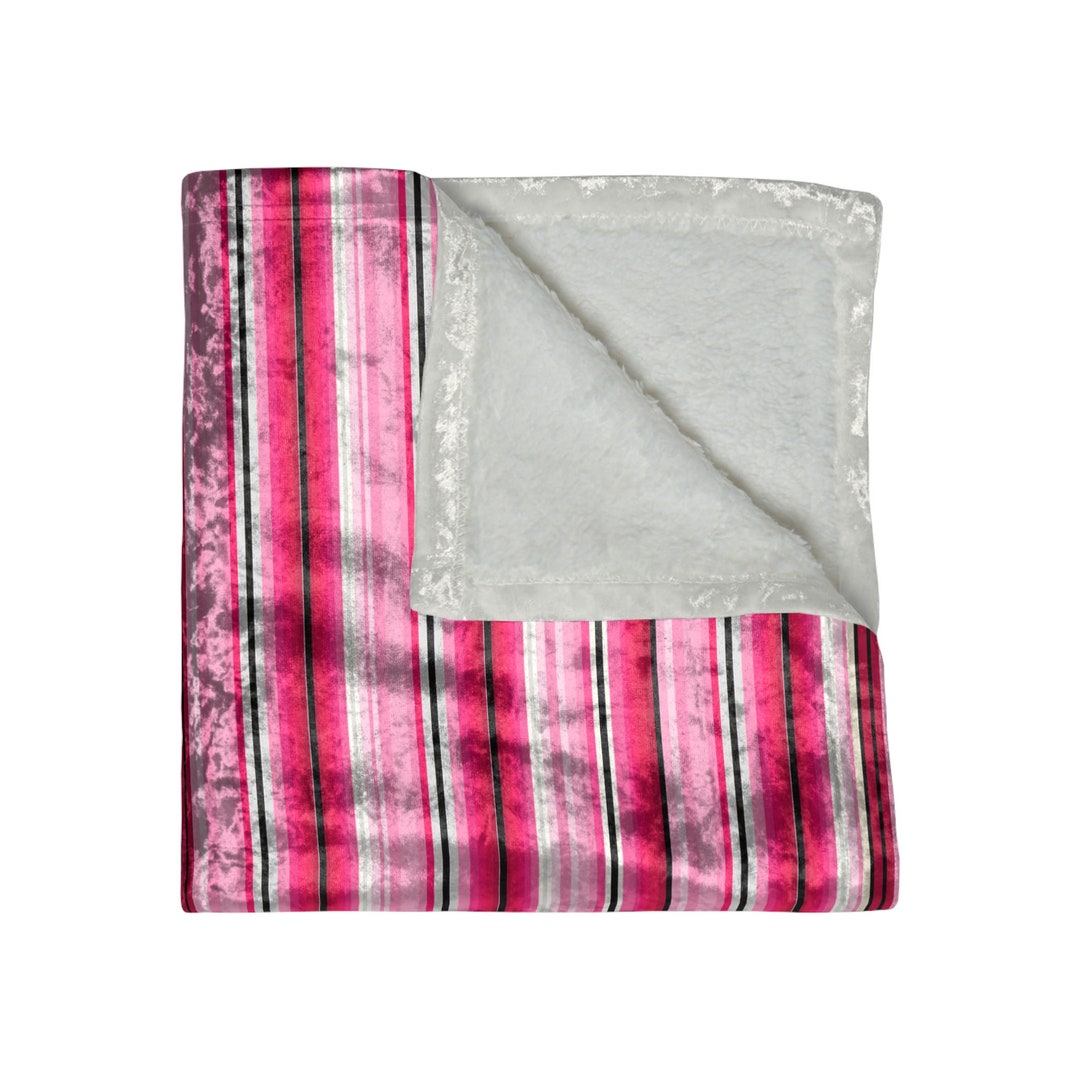 Pink Serape Crushed Velvet Blanket, Serape Blanket, Striped Blanket ...