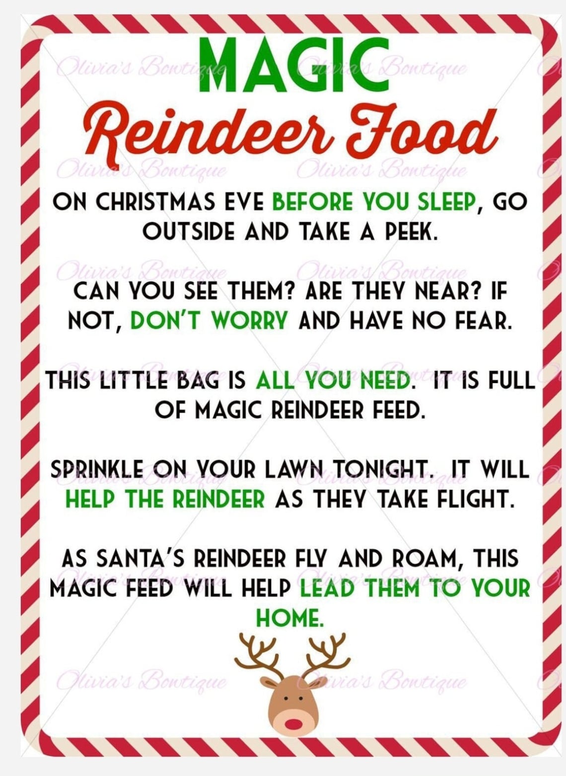Reindeer Food Poem & Recipe - Etsy