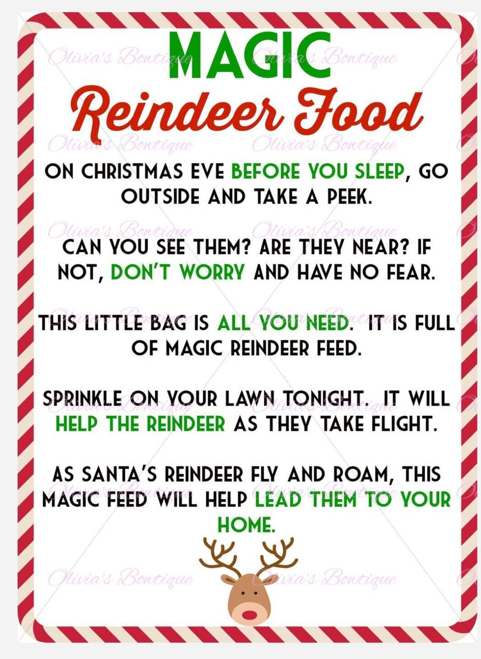 Reindeer Food Poem & Recipe - Etsy