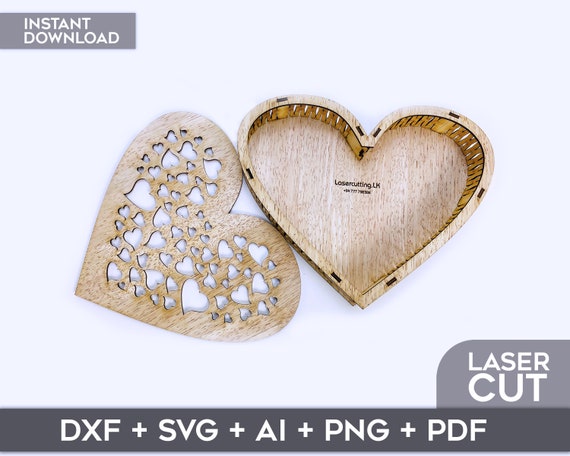 Laser Cut Gift Box Heart Shape Design Laser Cutting and - Etsy