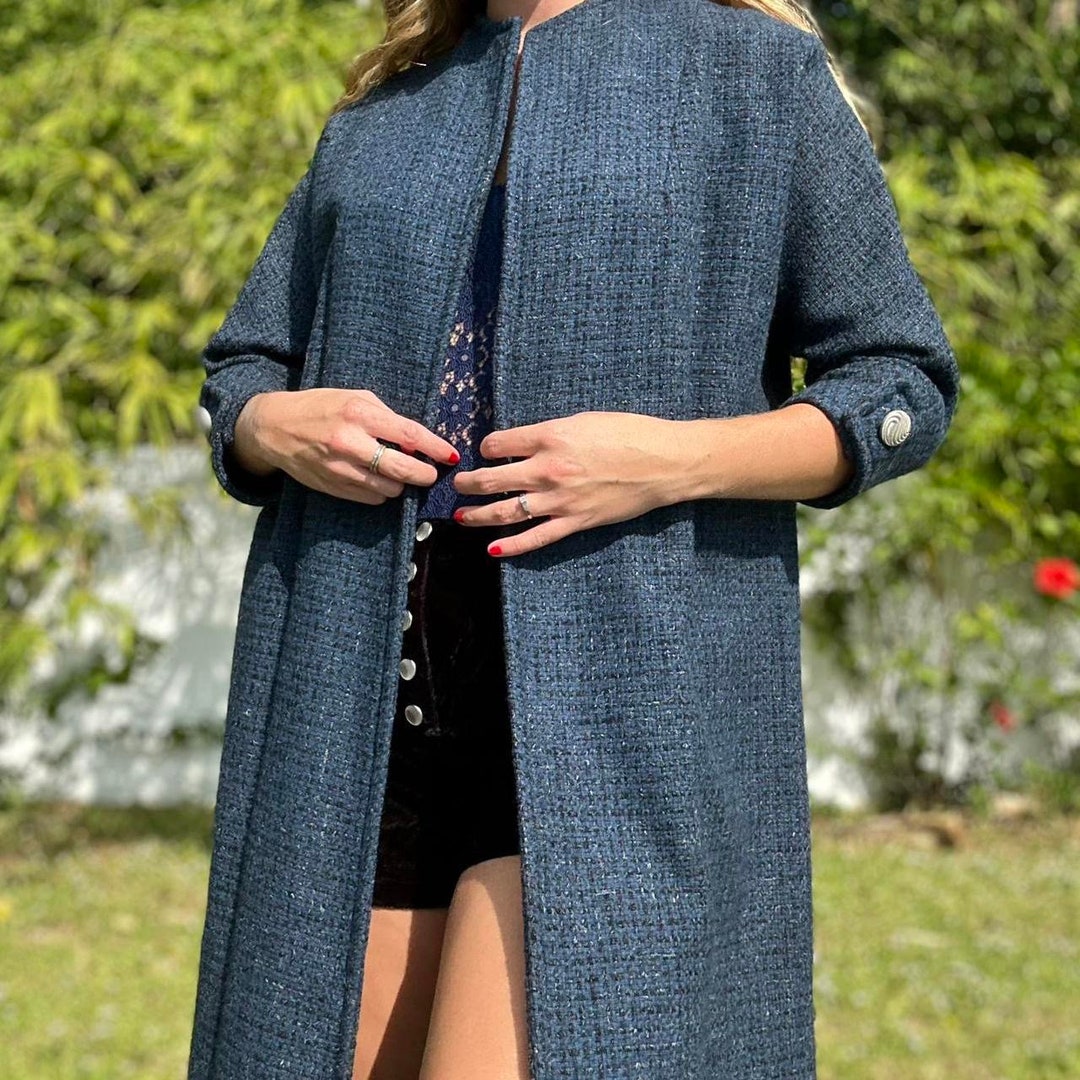 1940s Indigo Blue Knit Wool Tailored Coat - Etsy