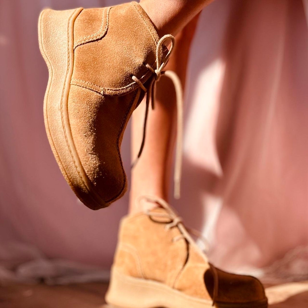 1970s Tan Suede Mega Platforms - Etsy