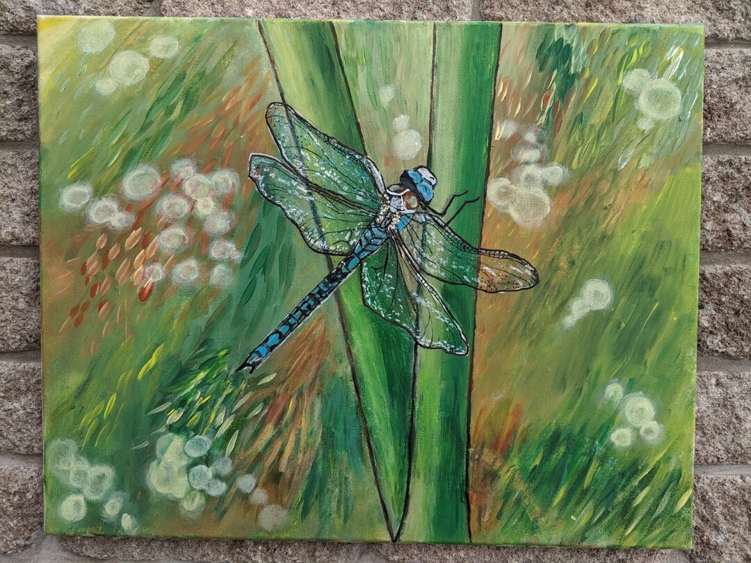 Dragonfly Acrylic Painting-dragonfly in the Woods-dragonfly Art - Etsy