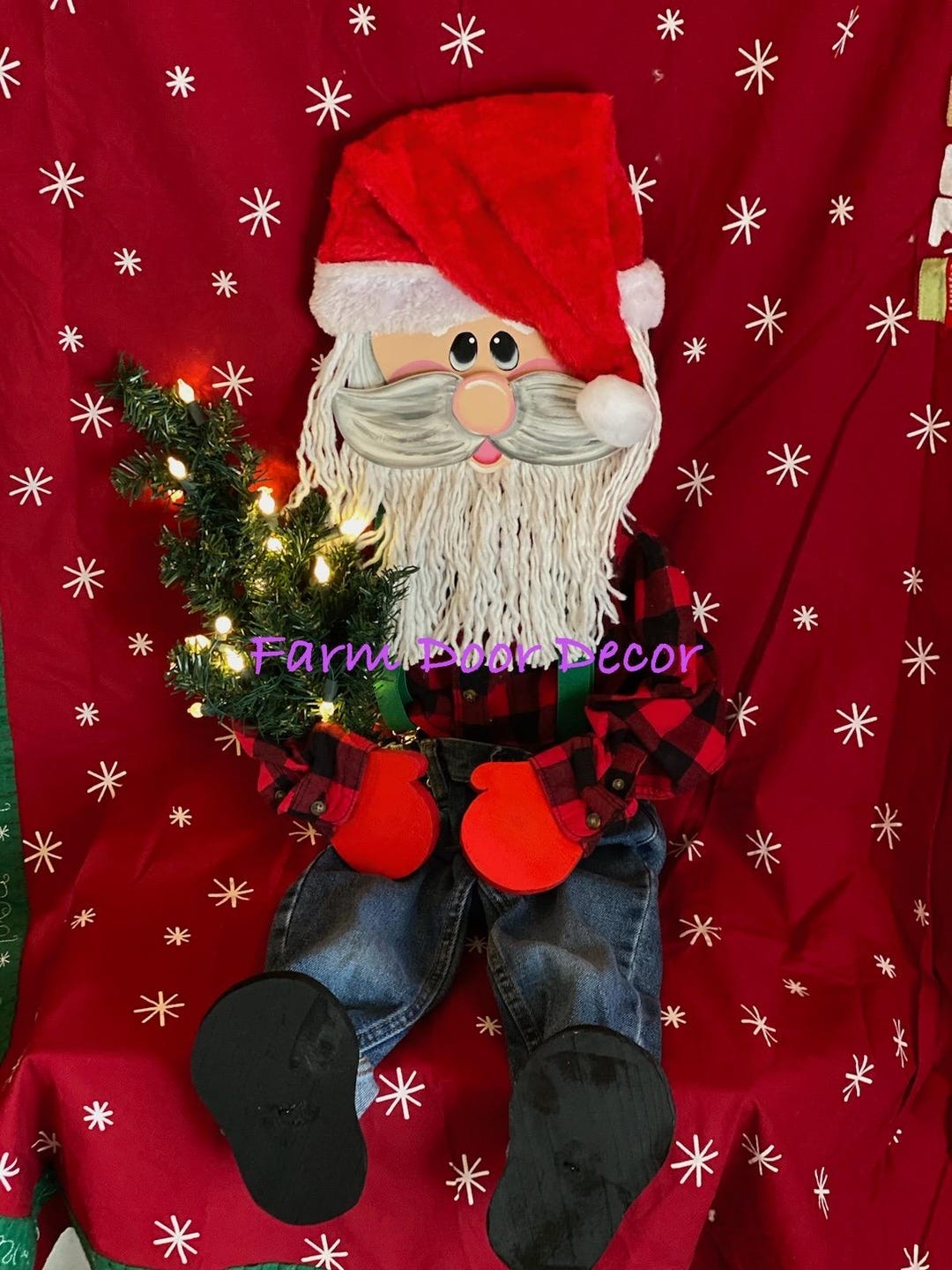 Sitting Santa, Winter Decor, Wooden Santa, Porch Sitter, Porch Winter ...