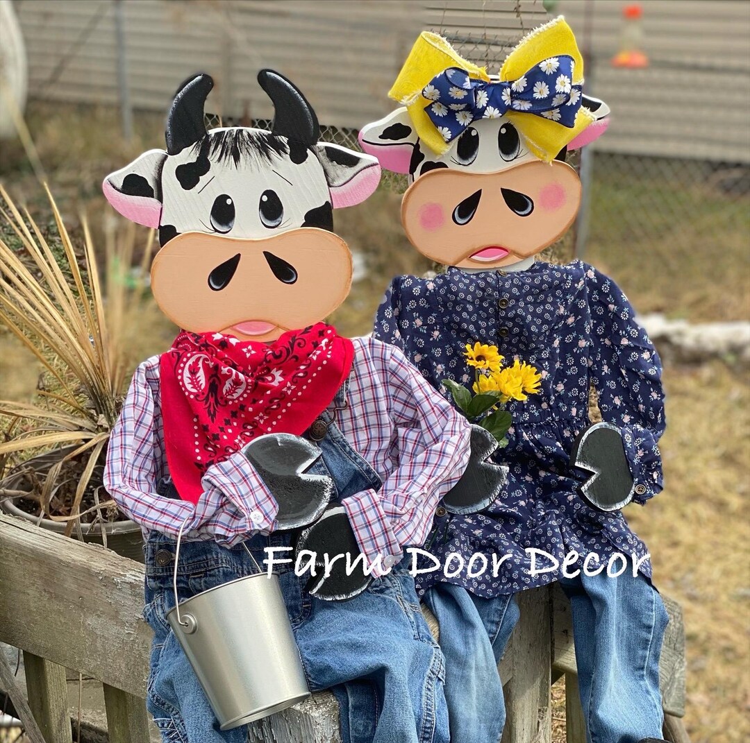 Sitting Cow, Spring Decor, Wooden Cow, Porch Sitter, Porch Spring Decor ...