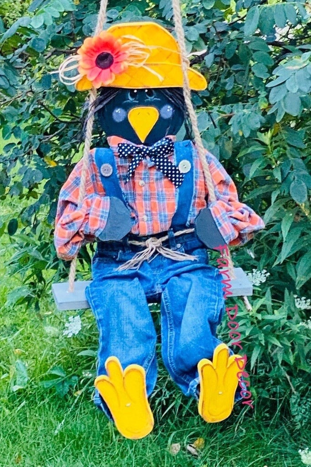 Sitting Crow, Fall Decor, Wooden Crow, Porch Sitter, Porch Fall Decor ...