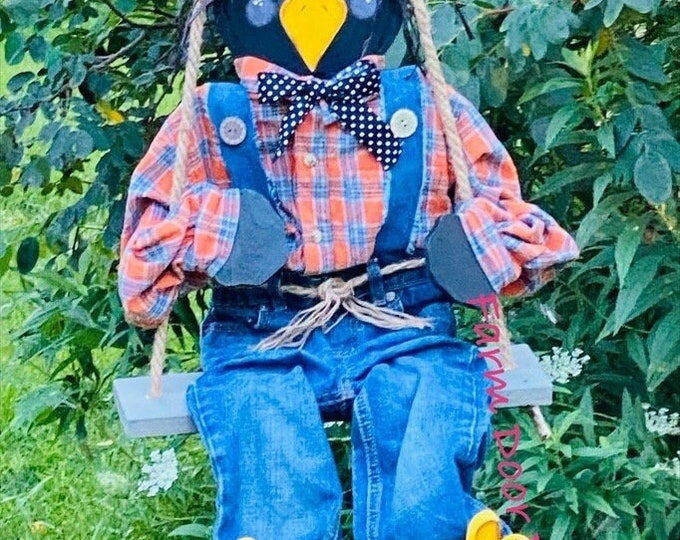 Sitting Crow, Fall Decor, Wooden Crow, Porch Sitter, Porch Fall Decor ...