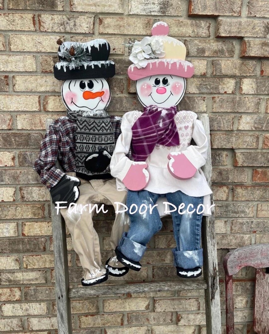 Sitting Snowman, Winter Decor, Wooden Snowman, Porch Sitter, Porch ...