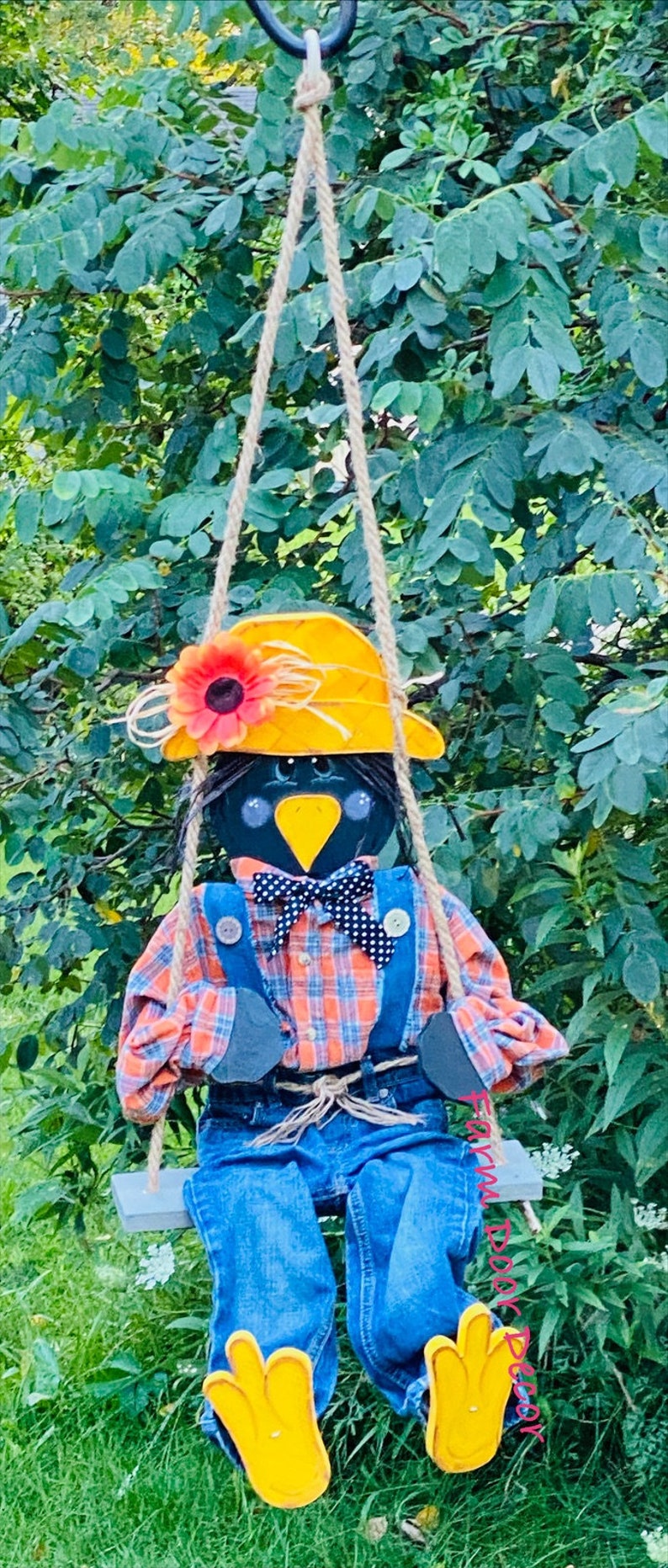 Sitting Crow, Fall Decor, Wooden Crow, Porch Sitter, Porch Fall Decor ...