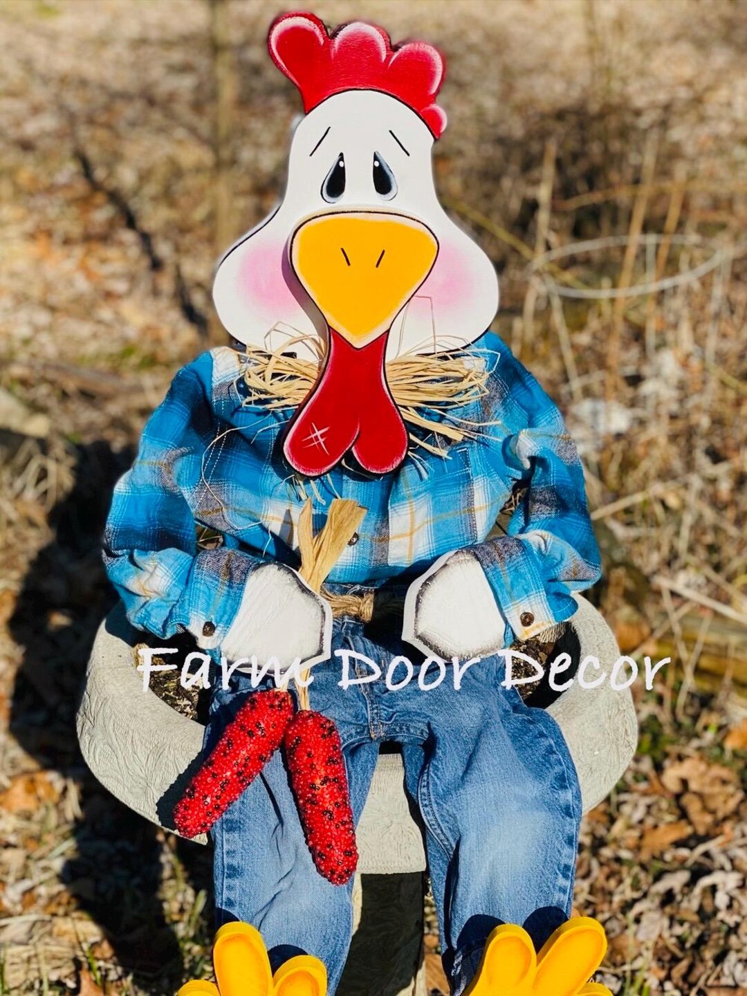 Sitting Chicken, Wooden Chicken, Porch Sitter, Porch Spring Decor ...