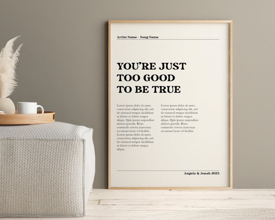 Song Lyrics Wall Art Music Poster Wall Art Prints Trendy 1 Year ...