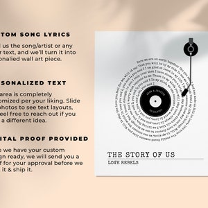 Song Lyrics Wall Art Personalized Gift Record Art Our Song Lyrics Frame ...