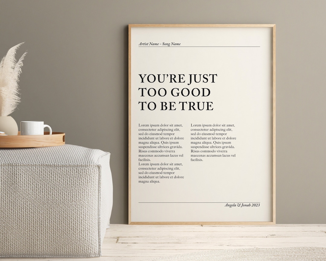 Custom Song Lyrics Print, Framed Music Wall Art, Anniversary Gift - Etsy