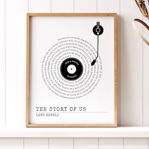 Song Lyrics Wall Art Personalized Gift Record Art Our Song Lyrics Frame ...