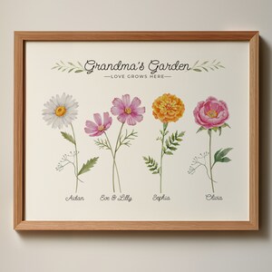 Grammys Garden Sign Framed Grandma Flower Sign Grammy's Flowers Mother ...