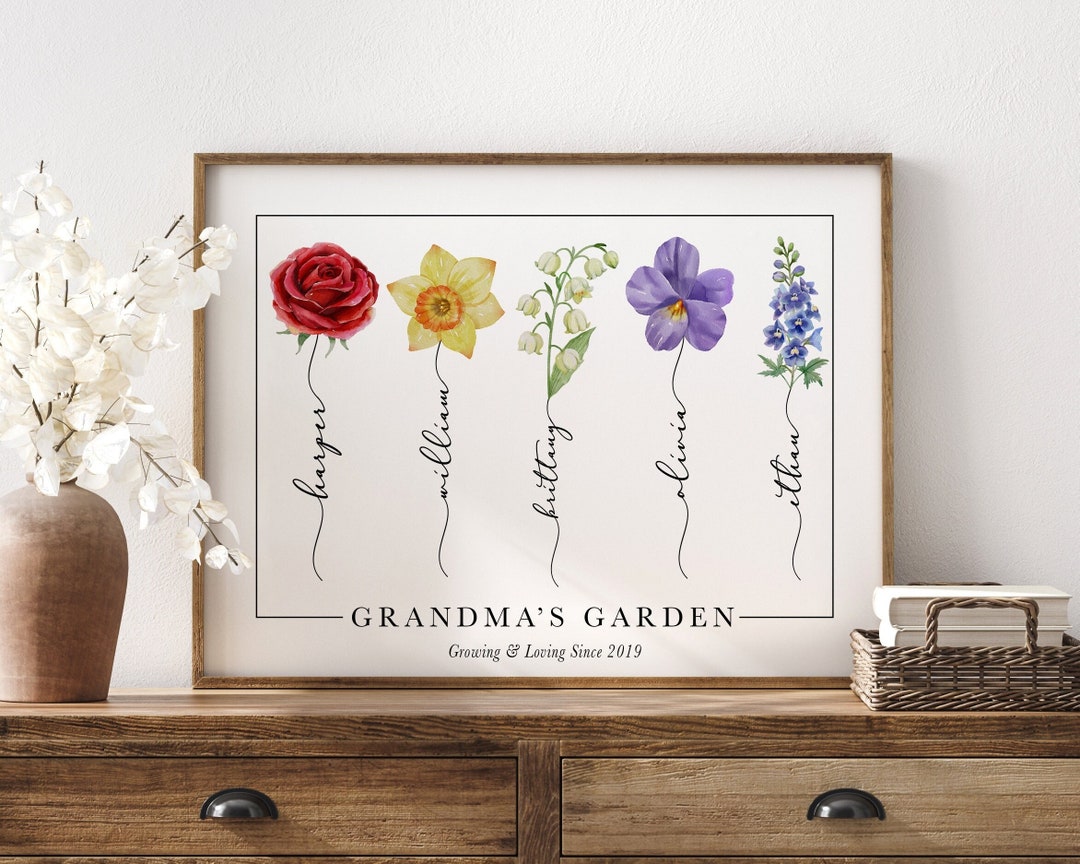 Grammys Garden Sign Framed Grandma Flower Sign Grammy's Flowers Mother ...