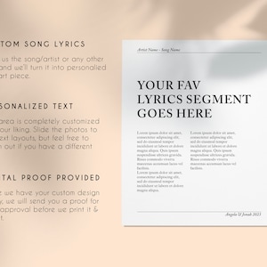 Custom Song Lyrics Print, Framed Music Wall Art, Anniversary Gift - Etsy