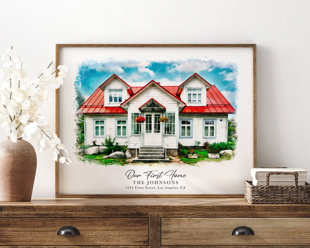 Custom Watercolor Home Portrait Print, House Painting From Photo ...
