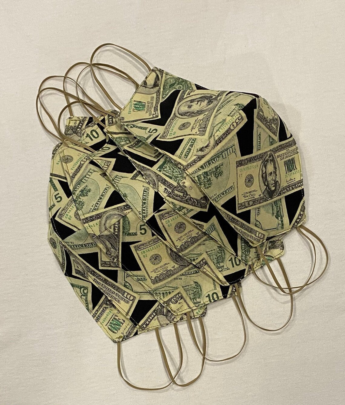 Money Face Mask Handmade in USA. Black Mask with Dollars | Etsy