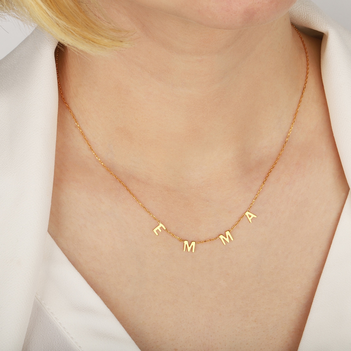 Gold Custom Letter Necklace Silver Initial Necklace | Etsy